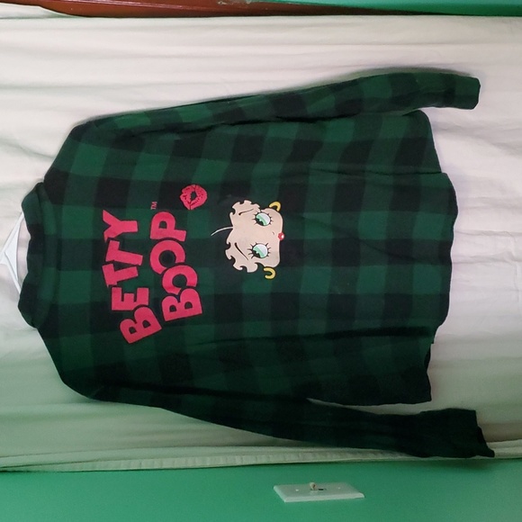 Betty Boop | Tops | Betty Boop Plaid Flannel Button Up Shirt | Poshmark